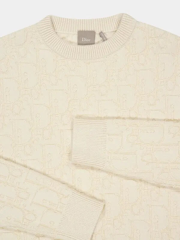 Dior Ribbed Crew Neck Sweater With All-over Jacquard Motif