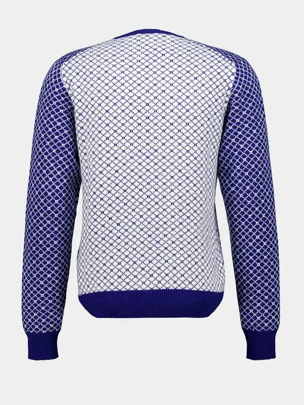 Dior Wool V-neck Sweater With Geometric Pattern