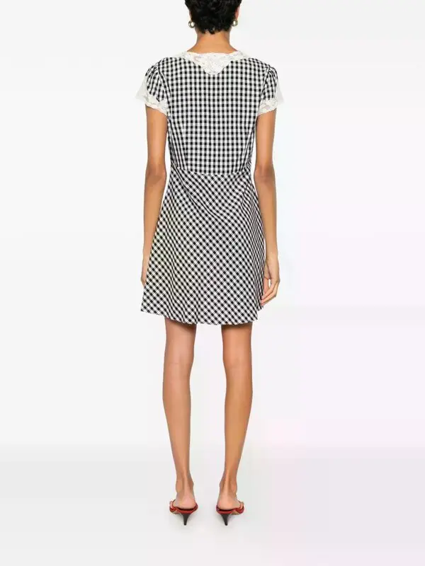 Rixo Lacie Lace-trim Gingham Mini Dress - Black