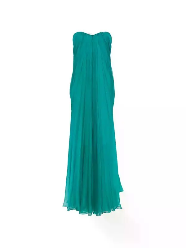 Alexander McQueen Strapless Draped Maxi Dress - Blue