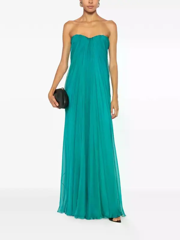 Alexander McQueen Strapless Draped Maxi Dress - Blue