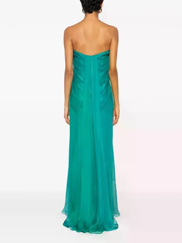 Alexander McQueen Strapless Draped Maxi Dress - Blue