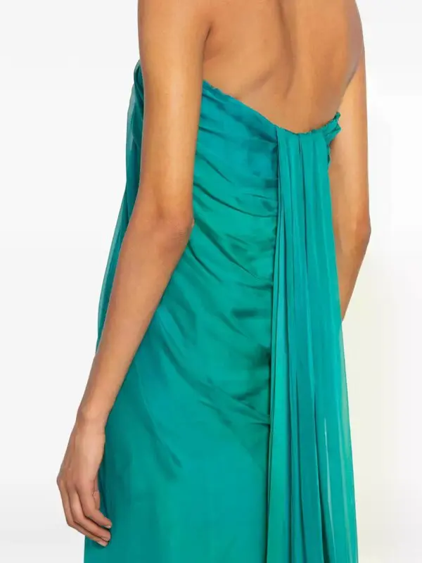 Alexander McQueen Strapless Draped Maxi Dress - Blue