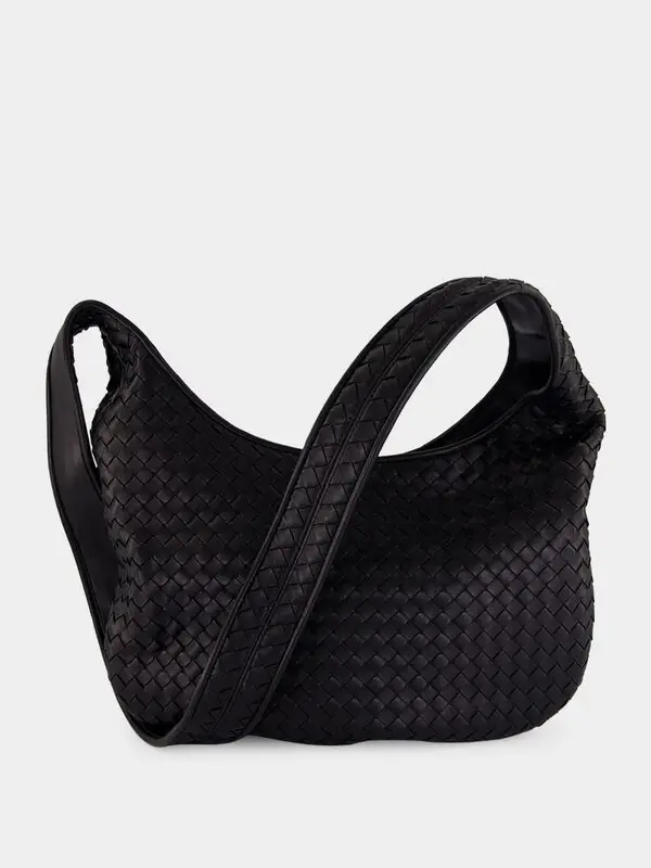 Bottega Veneta Intrecciato Nappa Fluffy Leather Handbag - Black