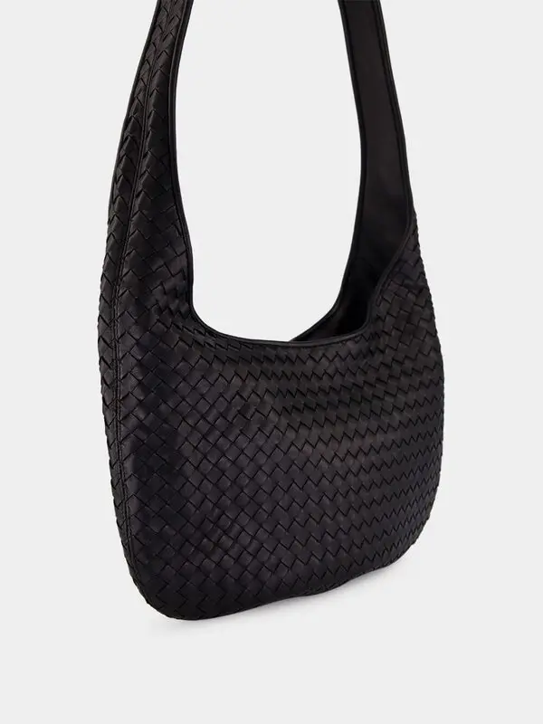 Bottega Veneta Intrecciato Nappa Fluffy Leather Handbag - Black