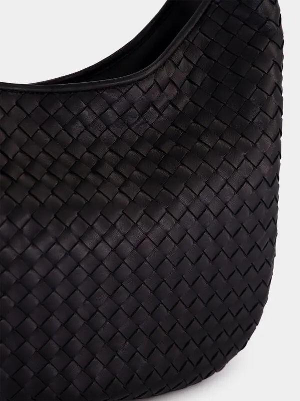 Bottega Veneta Intrecciato Nappa Fluffy Leather Handbag - Black