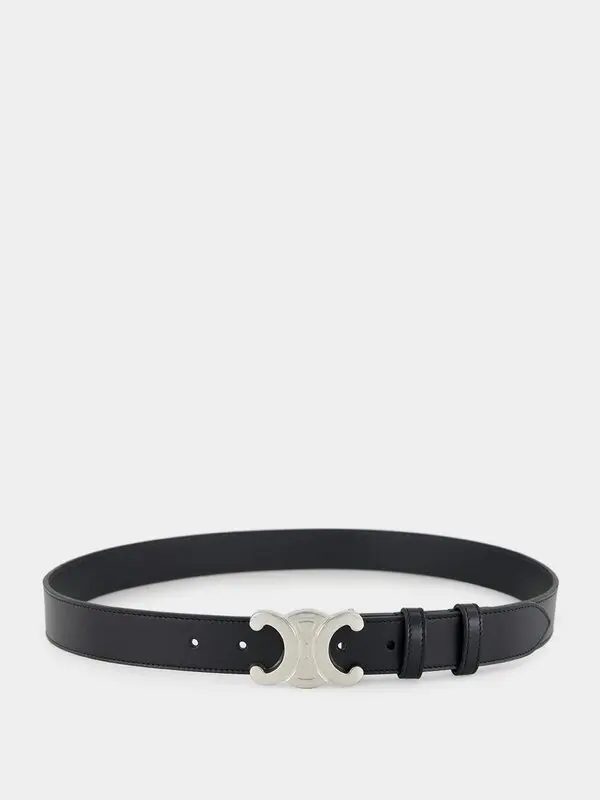 Celine Triomphe Leather Belt - Black