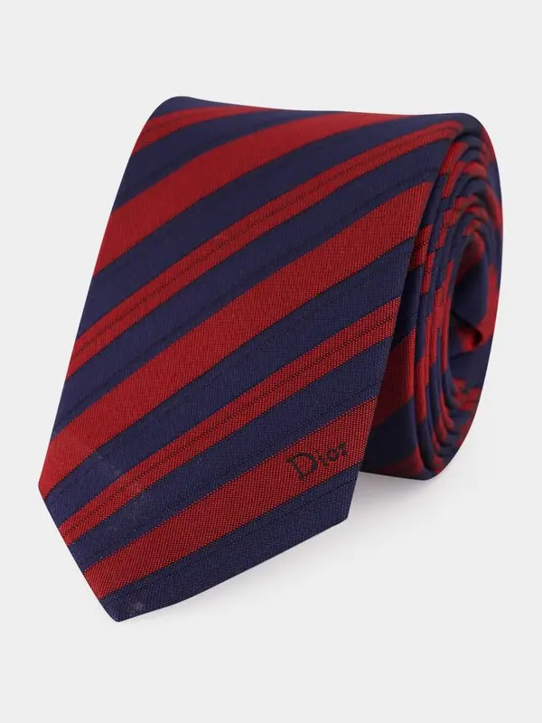 Dior Striped Neck Tie - Blue