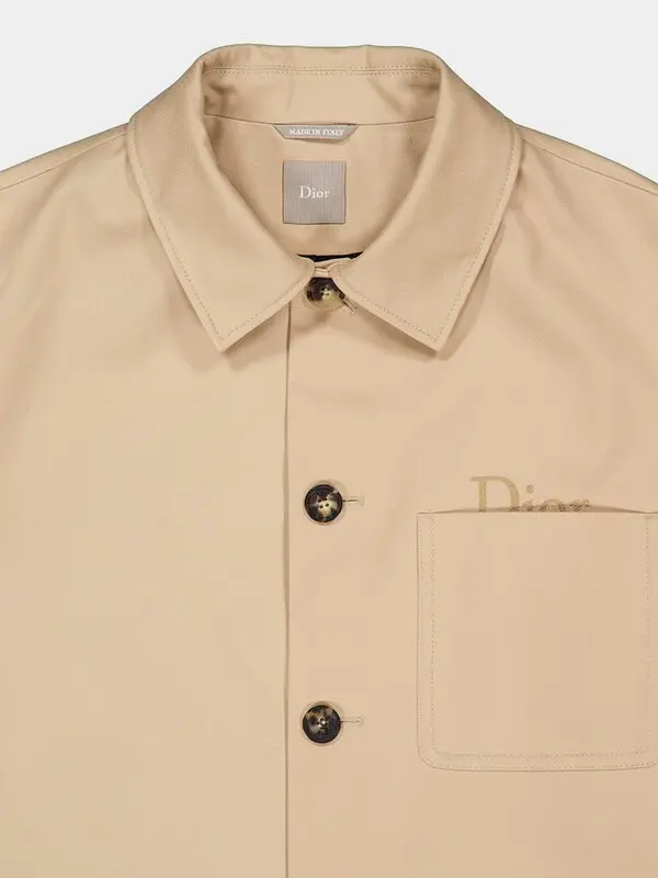 Dior Cotton Jacket With Patch And Button Details - Beige