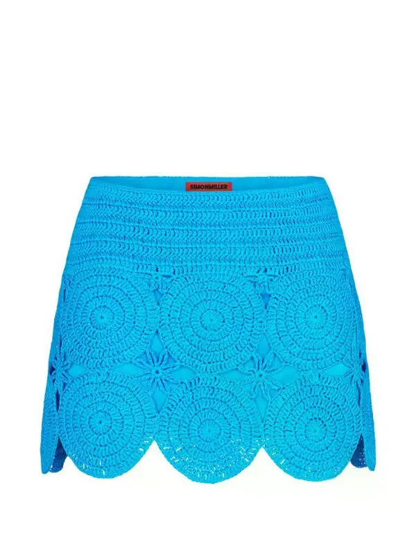SIMONMILLER Beep Beep Crochet-knit Mini Skirt - Blue