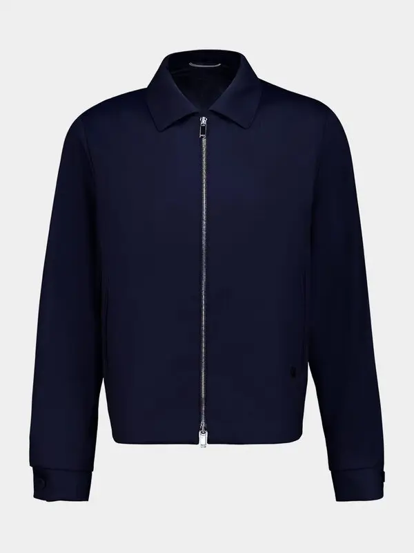 Dior Virgin Wool Zip-up Jacket - Blue