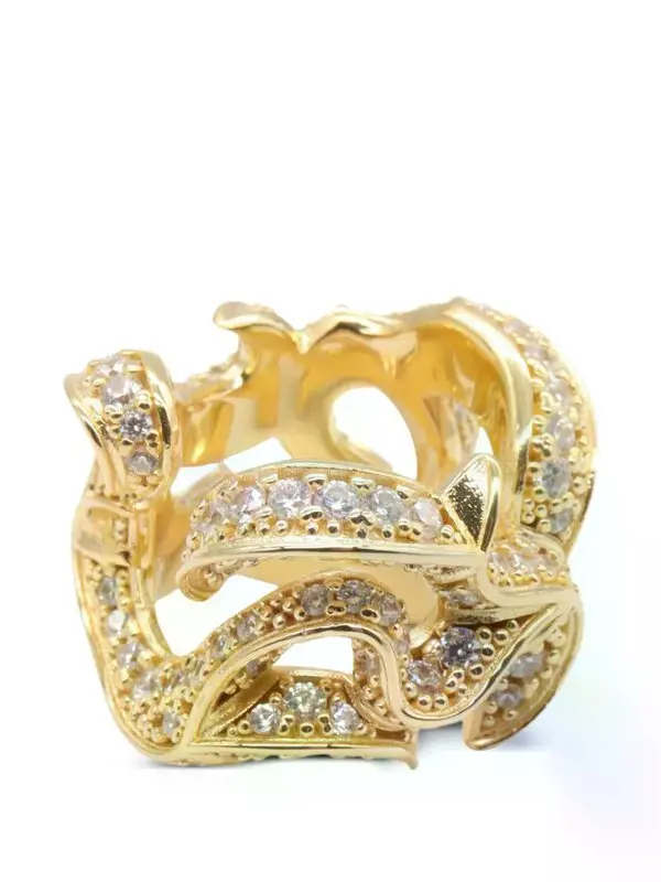 Bottega Veneta 2010s Sculptural Cz Sterling Silver Ring