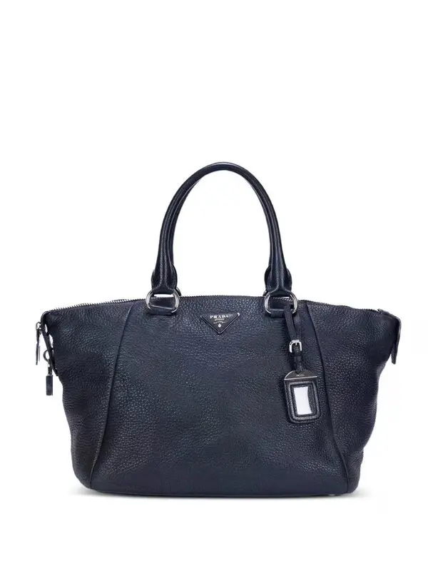 Prada Logo Plaque Tote Bag