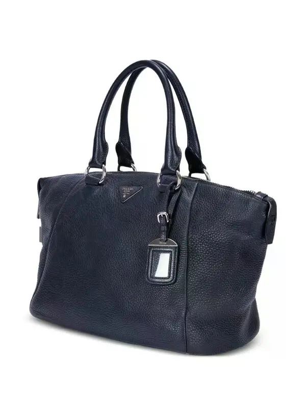 Prada Logo Plaque Tote Bag