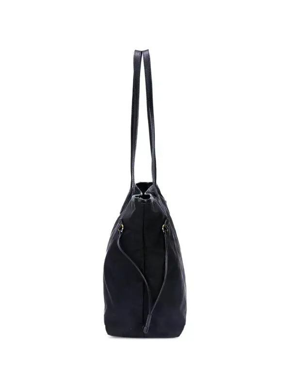 Prada Logo-plaque Drawstring Tote Bag - Black