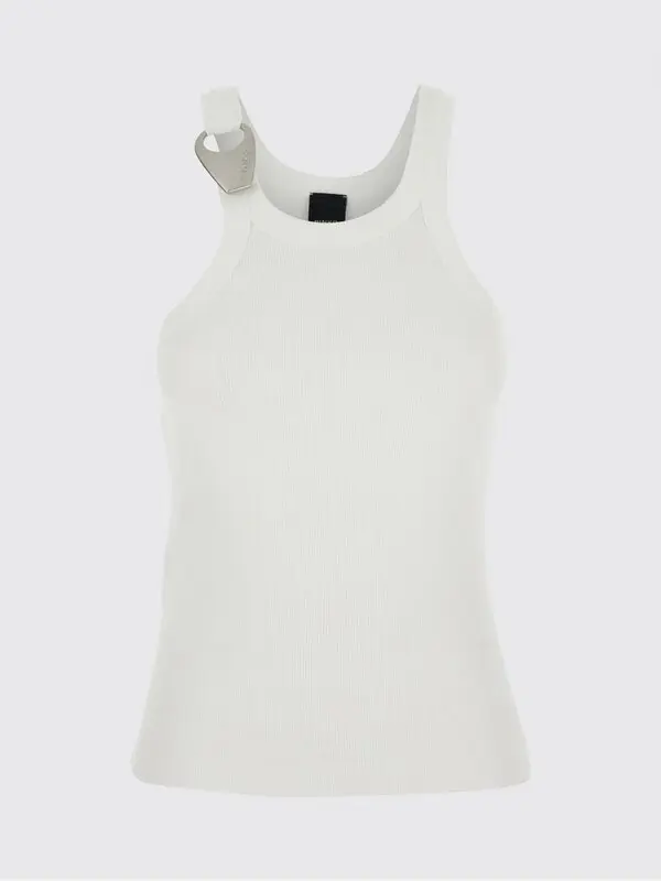Pinko Ribbed Tank Top With Embellished Shoulder Strap