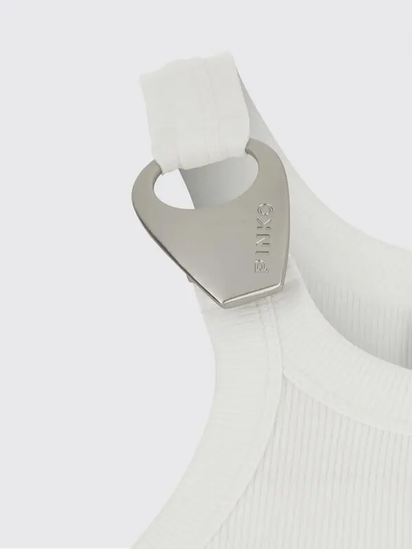 Pinko Ribbed Tank Top With Embellished Shoulder Strap