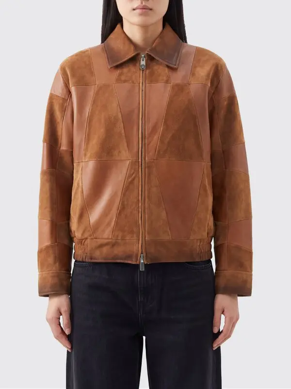 Versace Patchwork Leather And Suede Bomber Jacket - Brown