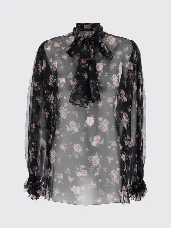 Dolce & Gabbana Floral Print Sheer Blouse - Black