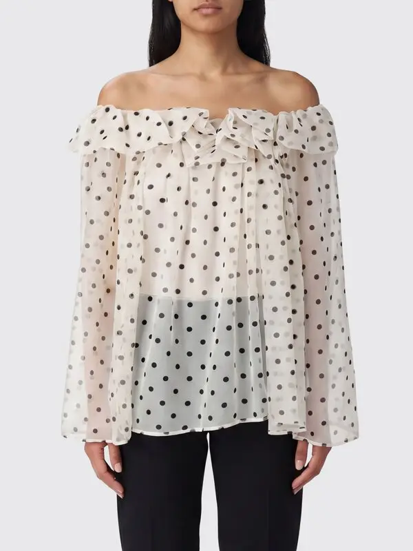 MSGM Polka Dot Off-the-shoulder Blouse - White