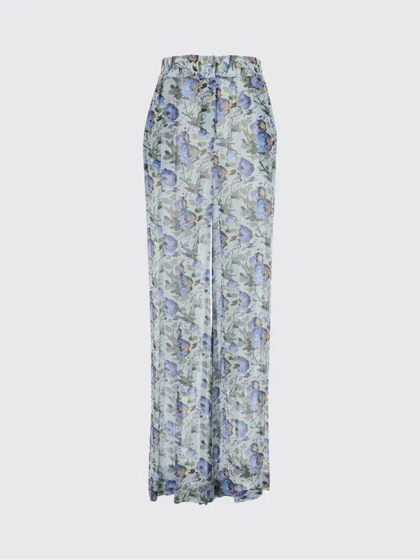 SEMICOUTURE Wide Leg Floral Print Trousers - Blue