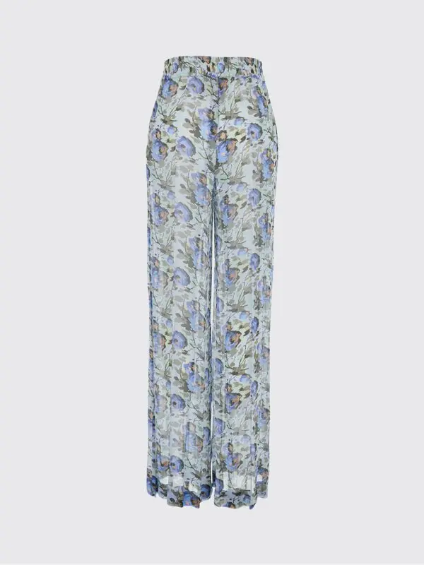 SEMICOUTURE Wide Leg Floral Print Trousers - Blue