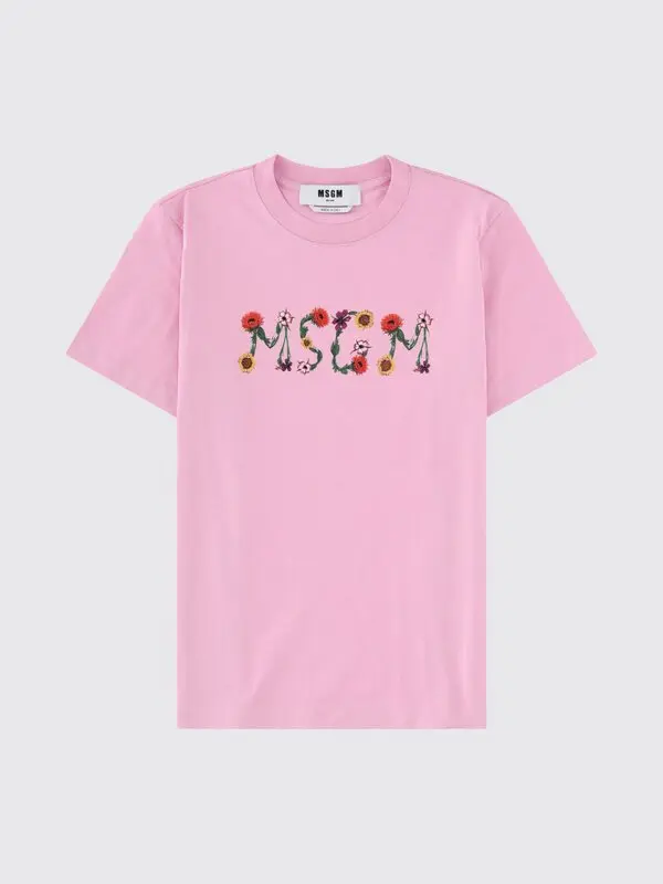 MSGM Floral Logo T-shirt - Pink