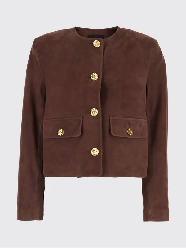 ARMA Suede Jacket With Gold Button Detailing - Brown
