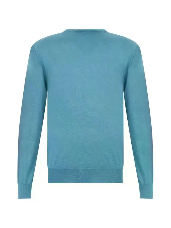Fedeli V-neck Long-sleeve Sweater - Blue