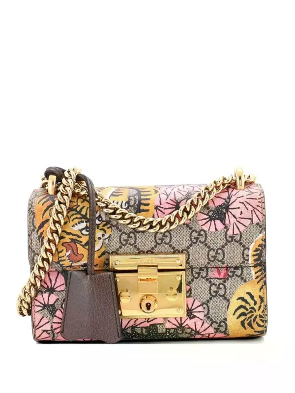 Gucci Padlock Bengal Print Gg Coated Canvas Shoulder Bag - Brown