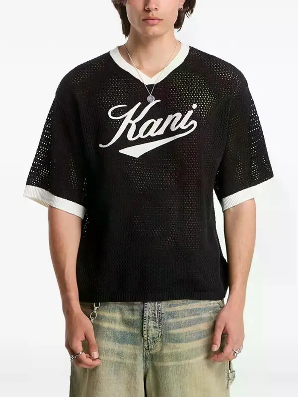 KARL KANI Logo-embroidered Mesh T-shirt