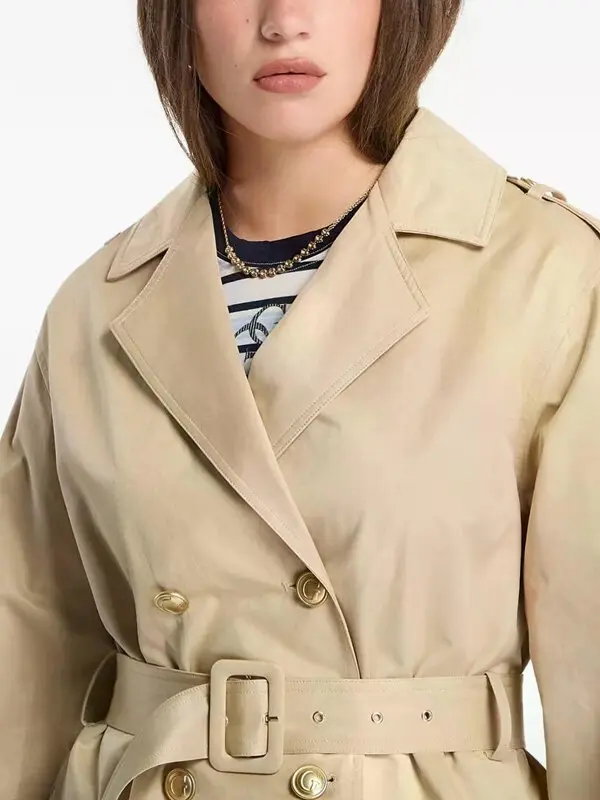 Guess Double-breasted Belted Cropped Trenchcoat