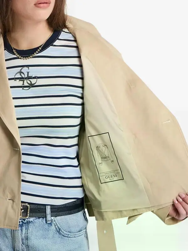 Guess Double-breasted Belted Cropped Trenchcoat