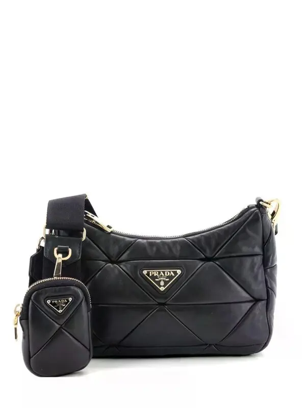 Prada Quilted Nappa Leather Hobo Bag - Black