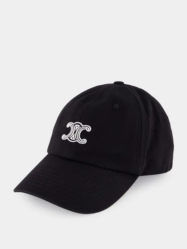 Celine Vivienne Cotton Cap - Black
