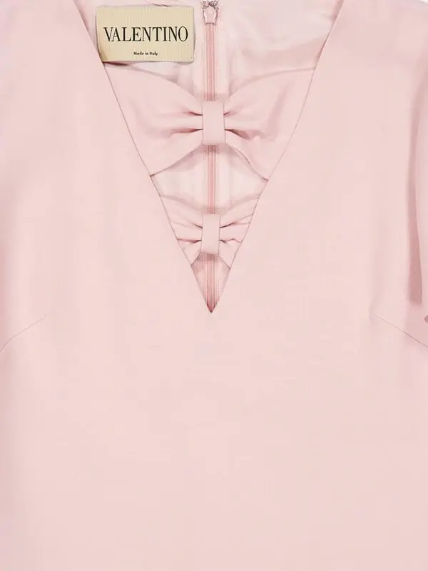 Valentino Garavani Virgin Wool And Silk Sheath Mini Dress With Shoulder Bow