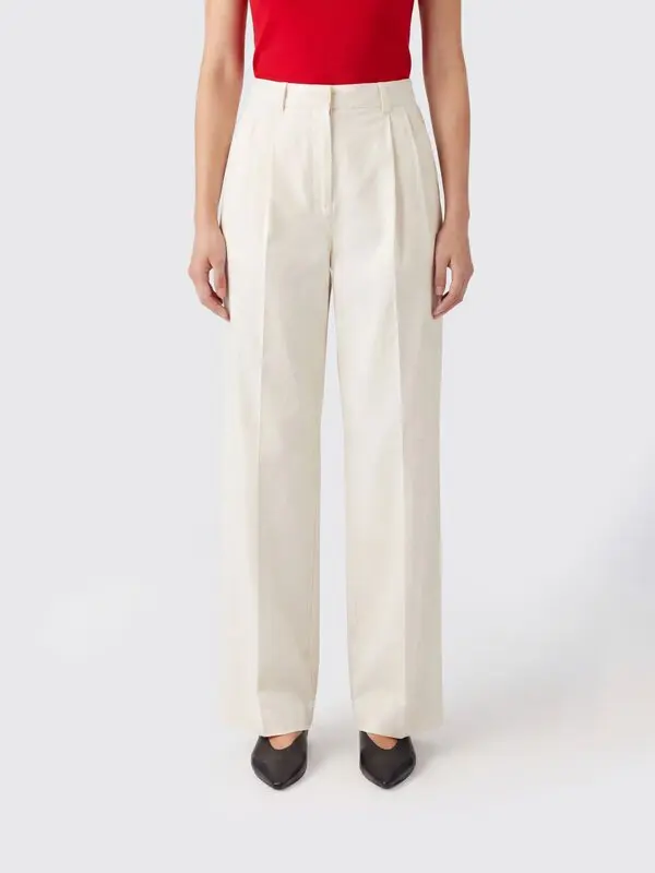 DUNST Tailored Wide Leg Trousers - Ivory