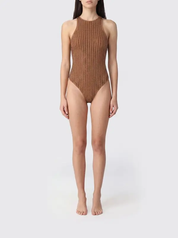 VENUJA Embellished Racerback One-piece Swimsuit - Brown