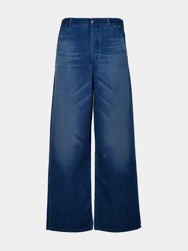 Dior Cotton Corduroy Wide-leg Trousers - Blue