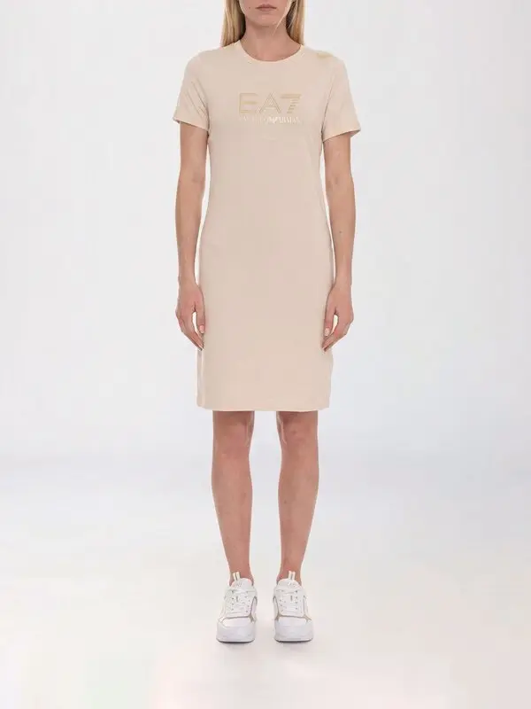 EA7 Logo T-shirt Dress - Beige