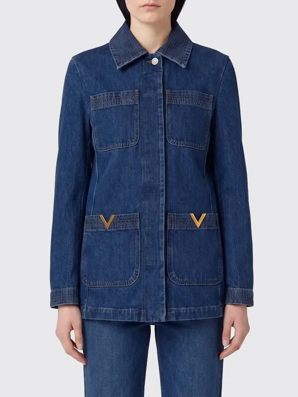 Valentino Garavani Denim Jacket With Vlogo Signature - Blue