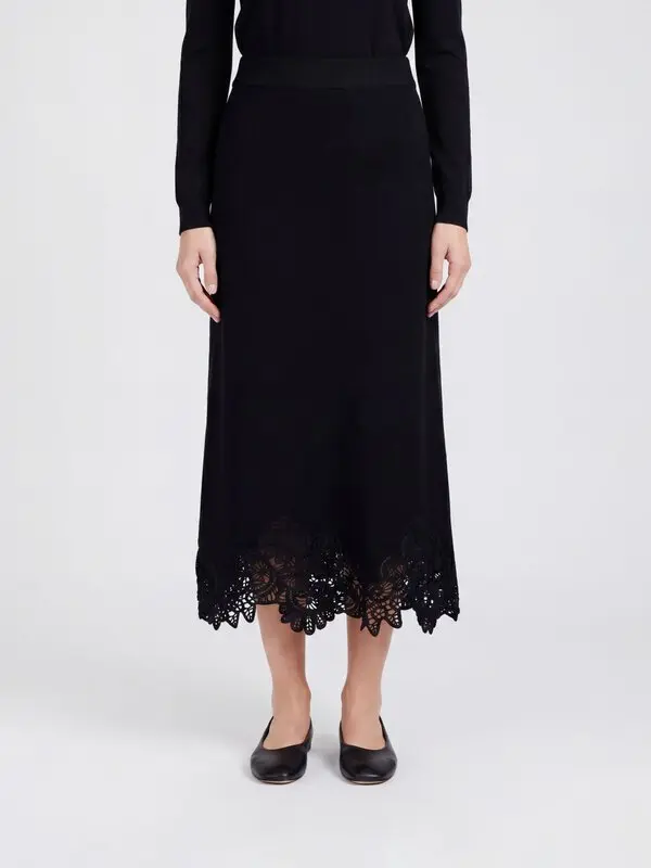 Zimmermann Lace Trimmed Midi Skirt - Black