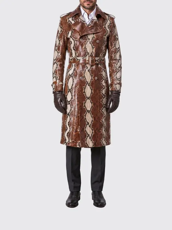BILLIONAIRE Snake Print Leather Trench Coat