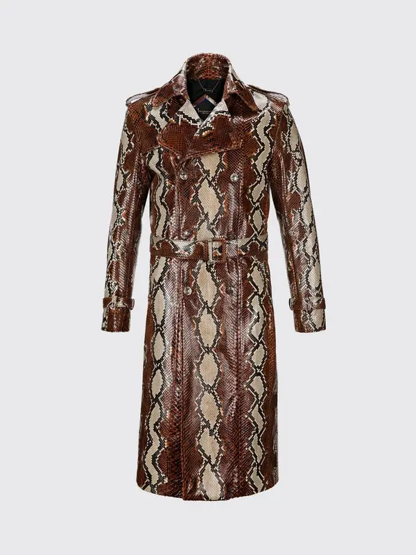 BILLIONAIRE Snake Print Leather Trench Coat