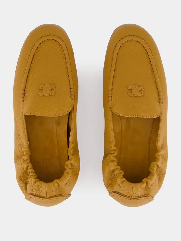 Celine Triomphe Leather Loafers - Yellow