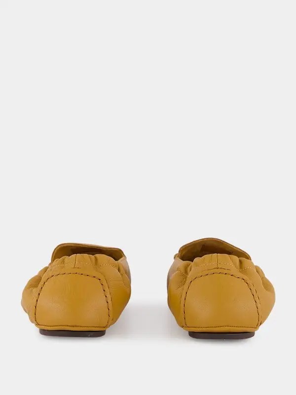 Celine Triomphe Leather Loafers - Yellow