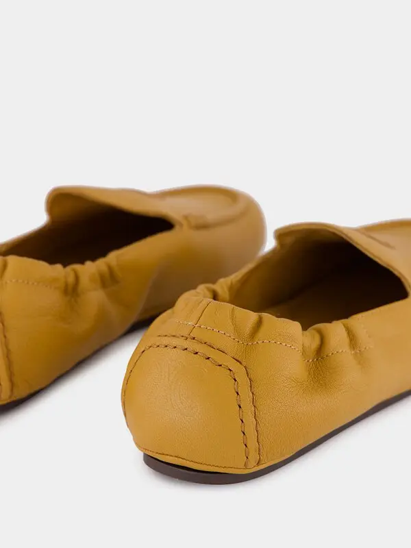 Celine Triomphe Leather Loafers - Yellow