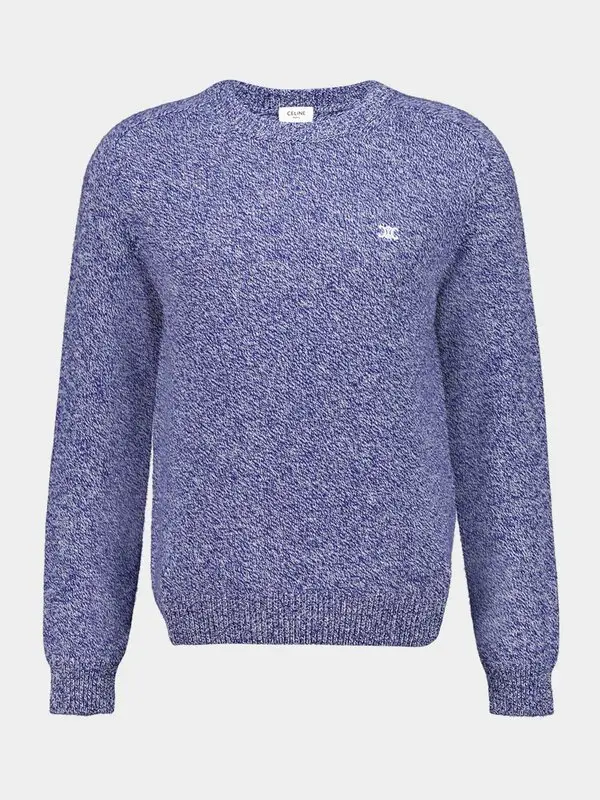 Celine Cashmere Triomphe Boxy Crewneck Sweater - Blue