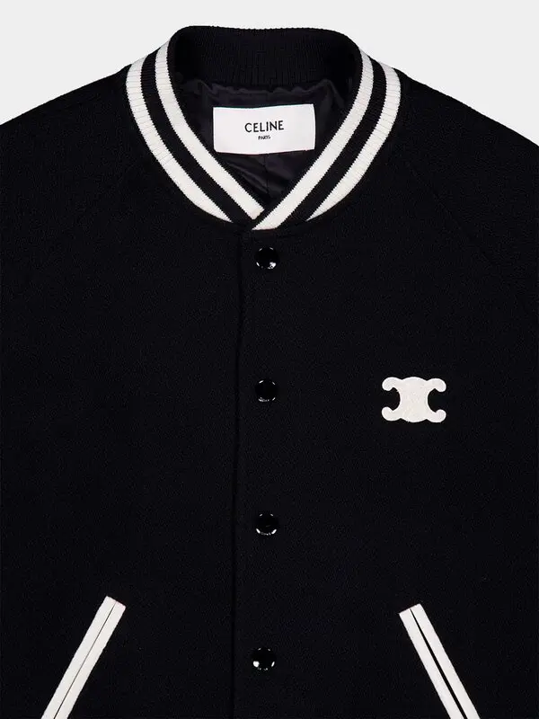 Celine Textured Wool Triomphe Teddy Bomber Jacket