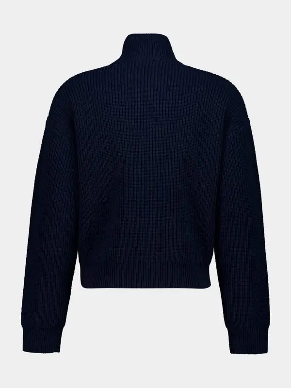 Celine Zipped Ribbed Virgin Wool Cardigan